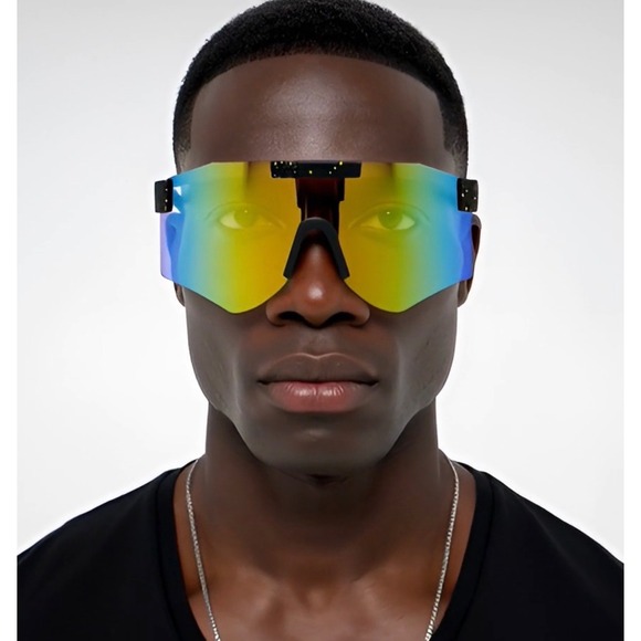 Accessories | Shield Sunglasses Mirrored Visor Cyclops Futuristic Rave ...